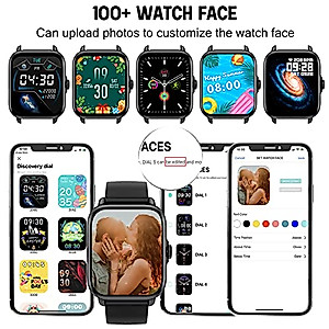 Smart Watch for Men Women, 2023 Fitness Watch with Heart Rate Blood Pressure Monitor IP67 Waterproof Bluetooth Phone Watch(Make/Answer Call), 1.7" Touch Screen Smartwatch for Android iOS Phones