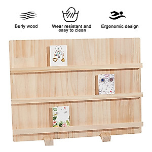 NBEADS Wood Earring Display Stands, 3 Layers Jewelry Earring Display Holder Wood Earring Card Holder Photos Business Card Holder Display with Base Stand for Home Office Retail Store, 40x14.1x30cm