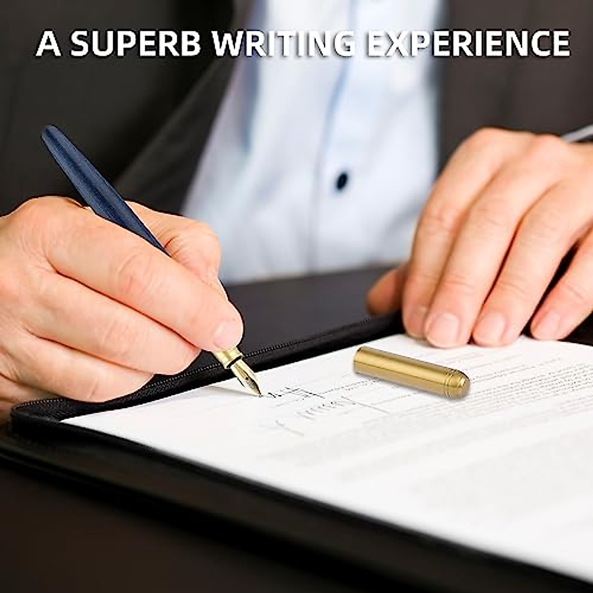 Cobee® Wooden Fountain Pens, Handcrafted Wood Fountain Pen Vintage Luxury Pen 0.5mm Fine Point Pen Business Pen Smooth Writing for Journaling Calligraphy Gift Supplies(Blue)