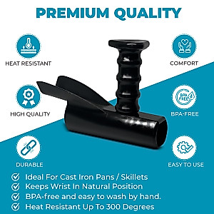 Pan Buddy™- Vertical Attachment for Pan Handle- Adds Leverage and Support- Makes Lifting Heavy Cookware Easier! (Blue)