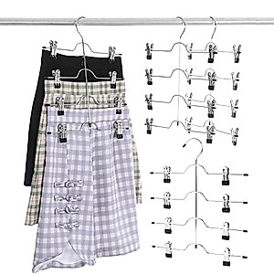 Skirt Hangers 4 Tier Pants Hangers with Adjustable Clips Space Saving Hangers Closet Organizer for Skirts, Slacks, Jeans, Towels (4 Pieces)