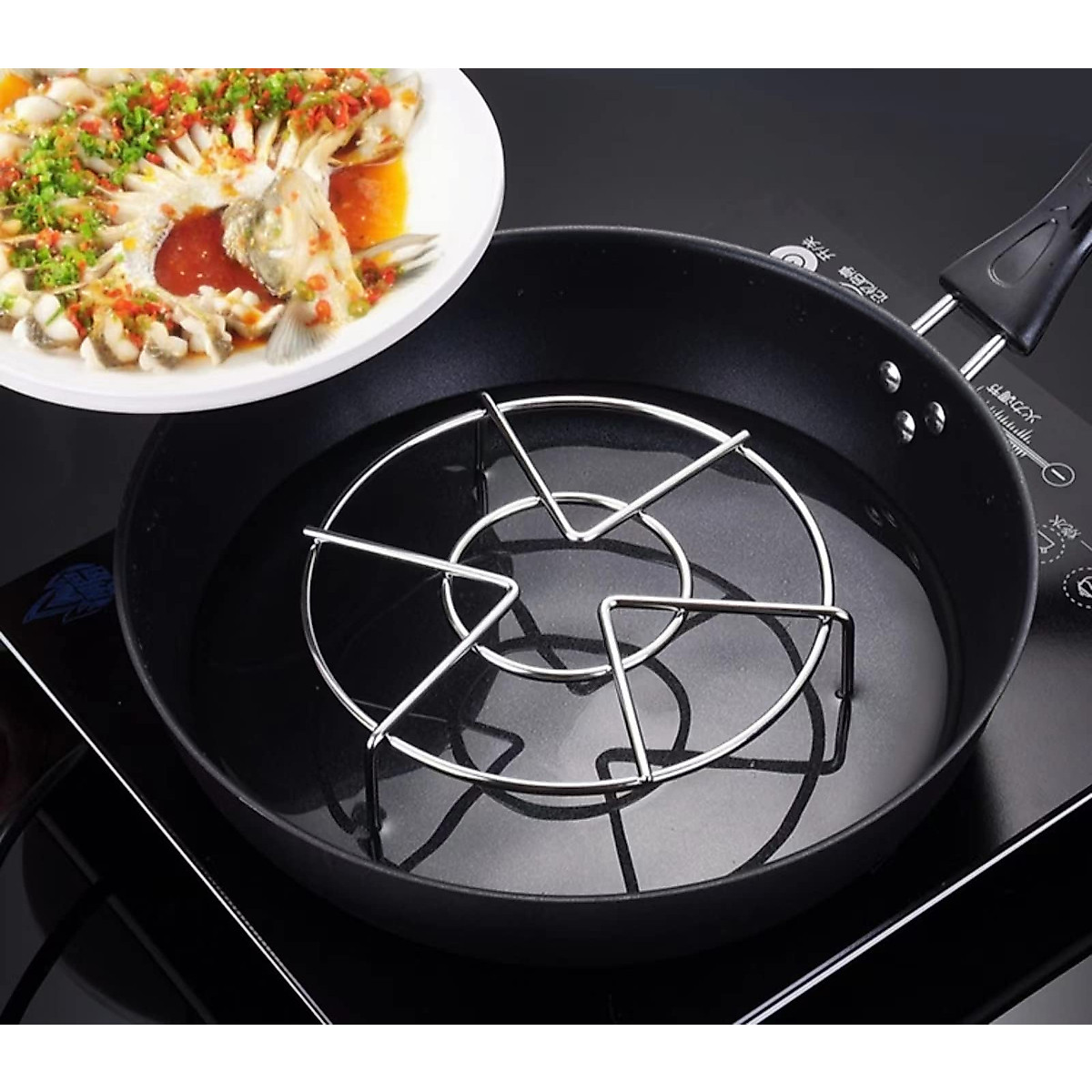 304 Stainless Steel Thickened Wire Rack Steaming Rack Multifunctional Tripod Rice Cooker Steaming Rack Metal Steamer Basket Steamer Insert for Pot (16cm diameter X 5cm height)