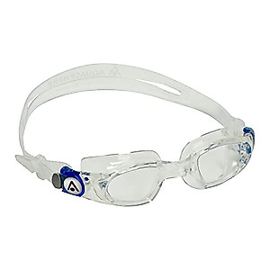 Aqua Sphere Mako II Adult Swim Goggles - Easy Adjust Buckles, 180-Degree Panoramic | Unisex Adult, Clear Lens, Transparent/Blue Frame (EP3080040LC)