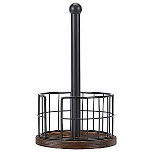 YINMIT Paper Towel Holder Countertop, Standing Paper Towel Roll Holder for Bathroom, Paper Towel Rack with Heavy Duty Wooden Base for Kitchen Counter, Fits Standard or Jumbo-Sized Rolls