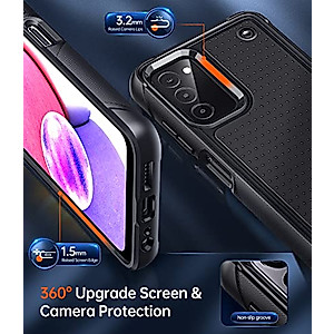LeYi for Samsung Galaxy-A03S Phone Case: Samsung AO3S Phone Case with [2 Pack] Tempered Glass Screen Protectors, Dual Layer Hard PC Textured Back Soft Bumper Case for Samsung A03S (Not Fit A03), Black
