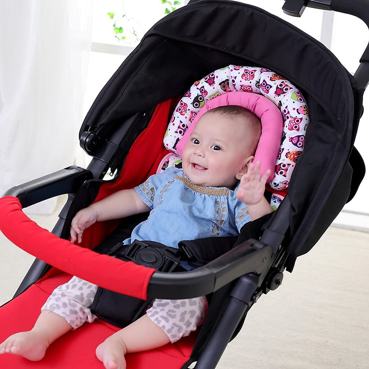 AIPINQI Baby Head Support for Car Seats, 2-in-1 Toddler CarSeat headrest Insert Cushion Soft Head Support Pillow Cushion for Newborn,Pink