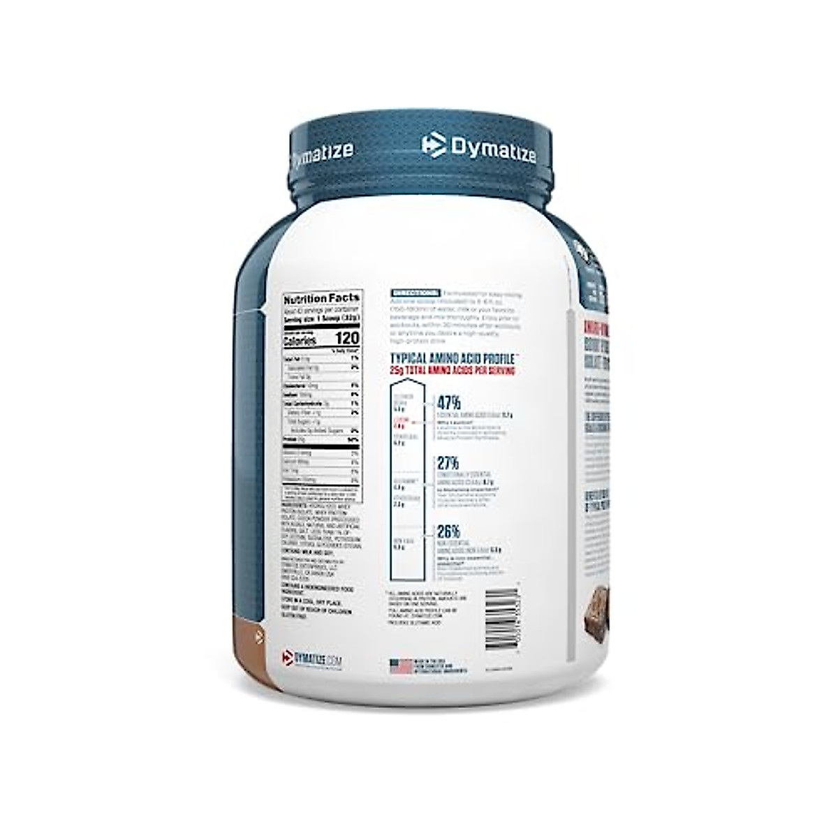 Dymatize ISO 100 Whey Protein Powder with 25g of Hydrolyzed 100% Whey Isolate, Fudge Brownie, 49 Ounce