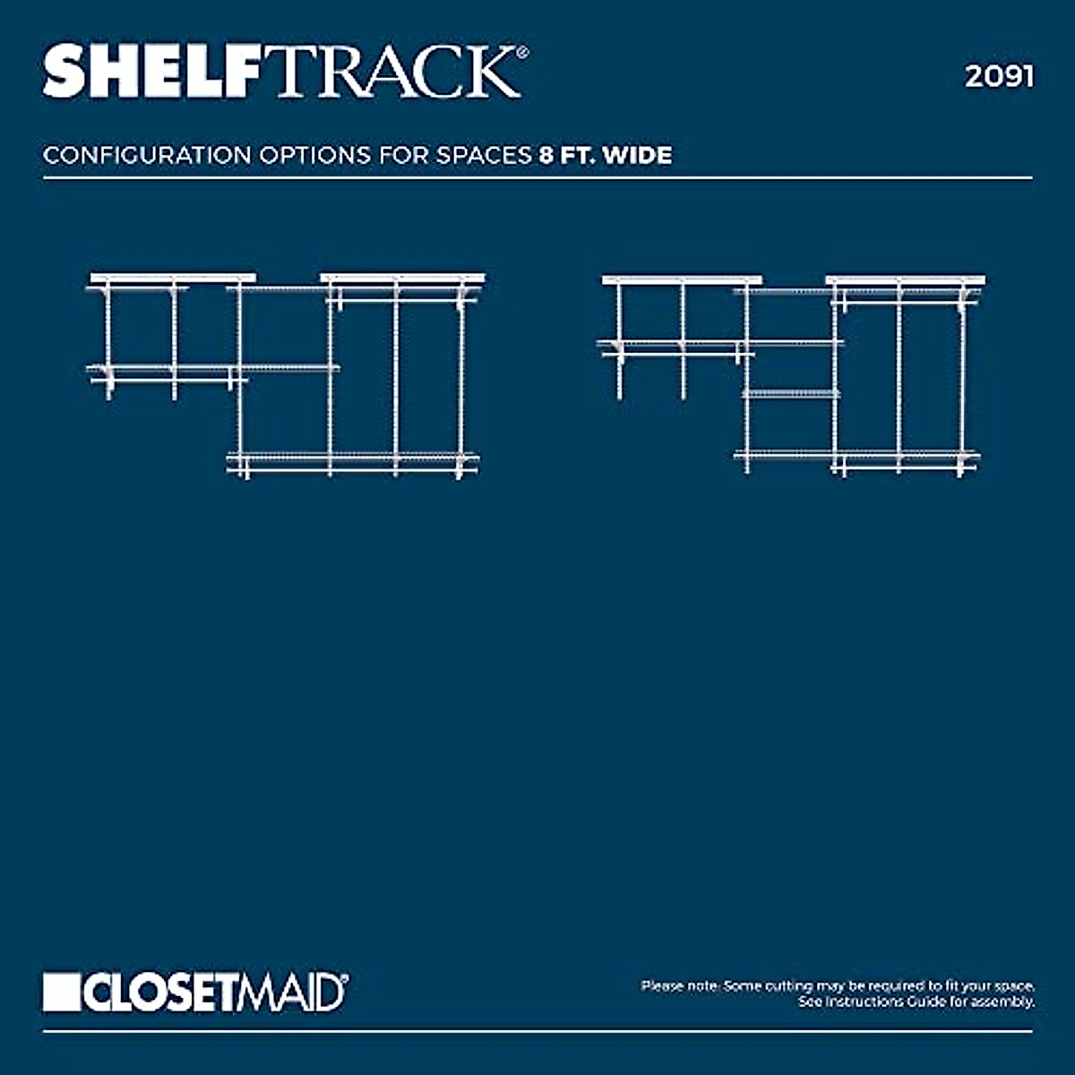 ClosetMaid ShelfTrack Wire Closet Organizer System Adjustable from 7 to 10 Ft, with Shelves, Clothes Rods, Hardware, Durable Steel, White, 7 ft ft