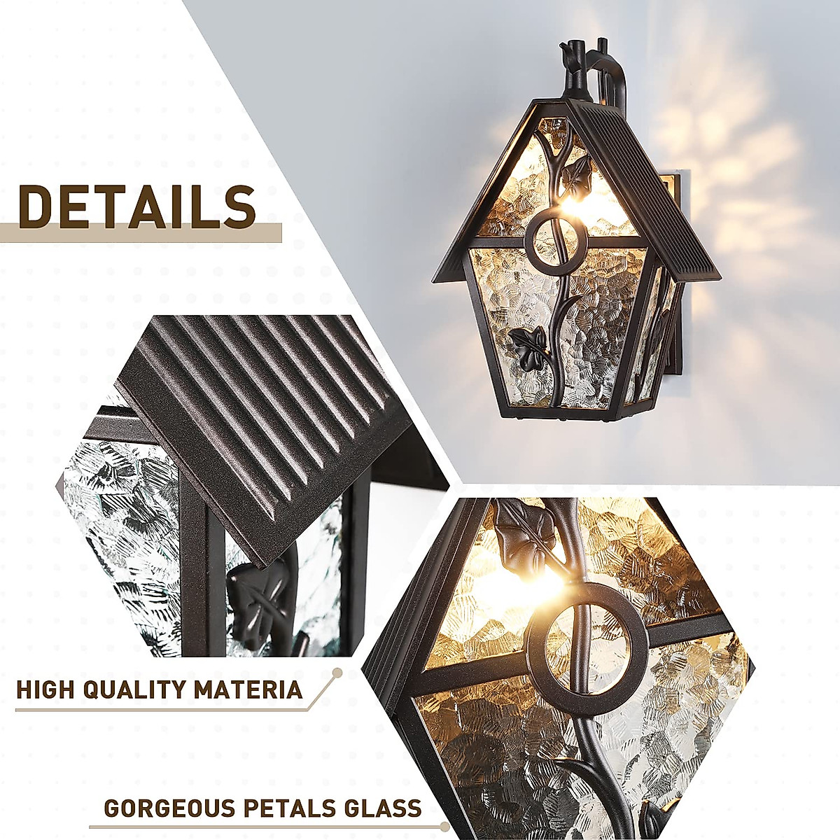 Rustic Outdoor Wall Lanterns Exterior Wall Mounted Sconce Light Designer Style Outdoor Wall Light Fixtures for Home Patio Garden Garage Farmhouse Porch Lighting with Water Glass, Oil Rubbed Brown