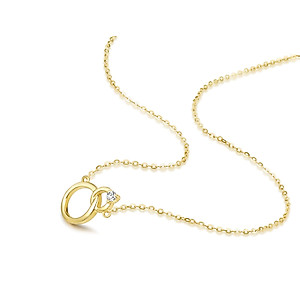 AGVANA 14K Solid Yellow Gold Diamond Two Interlocking Infinity Double Circle Dainty Pendant Necklace Fine Jewelry Christmas Birthday Gifts for Women Teen Girls Lover Wife Mom Grandma, 16+2 Inch