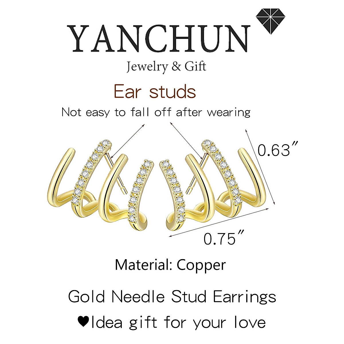 Claw Earring Cuff Claw Earrings for Women Earrings that Look Like Multiple Piercings Wrap Cuff Piercing Studs Earrings for Women Christmas Gift