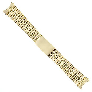 Ewatchparts 19MM JUBILEE WATCH BAND COMPATIBLE WITH ROLEX DATE 1500 1550 OYSTER PERPETUAL 18K GOLD COLOR