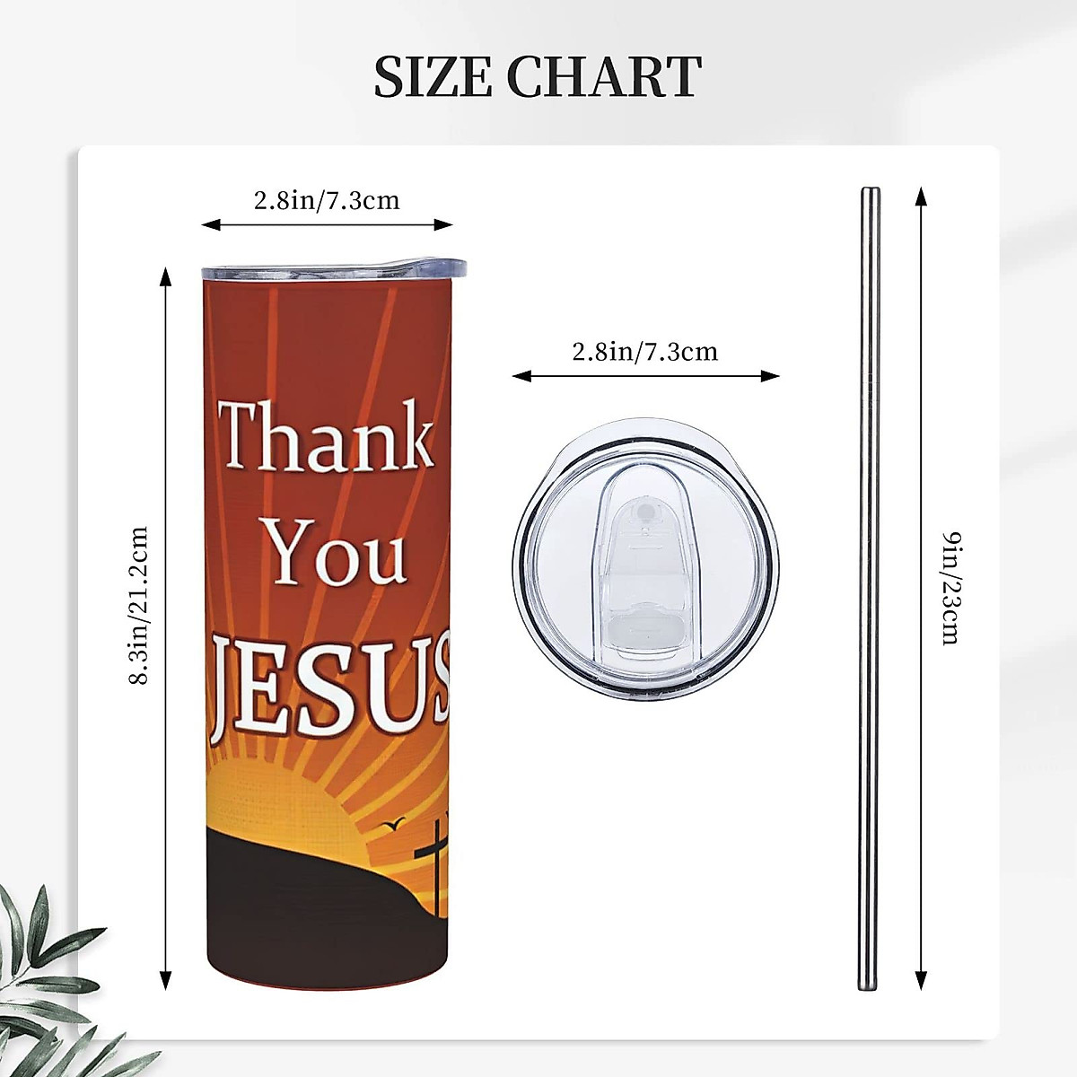 Stainless Steel Skinny Tumbler Thank You Jesus Travel Cup 20 Oz Double Wall Slim Insulated Coffee Mug With Splash Proof Lid & Straw & Cleaning Brush For Home Office