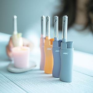 MK Lighter 10PCS Candle Lighters, Windproof Flame, Ideal as Lighters for Candle, BBQ Lighters, Camping Lighters, Outdoor Lighters, Butane Refillable Lighters, Multipurpose Lighters (3BL PASTEL)