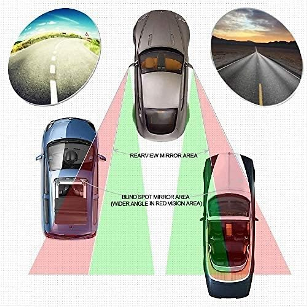 Blind Spot Mirror, Amfor HD Glass Convex Lens Frameless Adjustable Blind Spot Mirror for All Universal Vehicles Car Stick-on Design (2 PCS) (Rectangle)