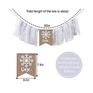 White Snowflake High Chair Banner - White Winter Onederland, White Snowflake 1st Birthday, Snowflake White & Burlap Farmhouse Birthday Banner