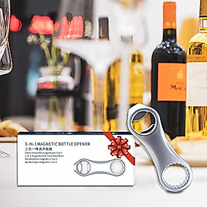 KITCHENDAO Magnetic Beer Bottle Opener for Refrigerator, Twist-off/Pry-off Opener, Pop-can Opener, Heavy Duty Steel Die-Cast Construction with Magnets, Stick to Fridge for Easy Storage, Gift for Men