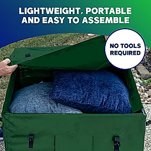 YardStash Outdoor Storage (Waterproof) - Heavy Duty, Portable, All Weather Tarpaulin Deck Box - Protects from Rain, Wind, Sun & Snow - Perfect for the Boat, Yard, Patio, or Camping – M Green