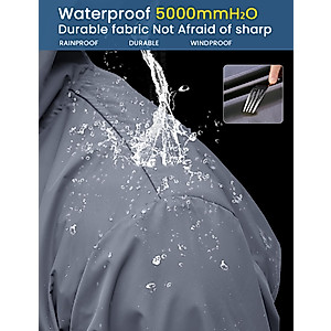 COOFANDY Men's Packable Rain Jacket Long Raincoat With Hood Mens Raincoat With Pockets
