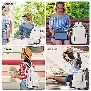 School Backpack for Teen Girls,Simple School Book Bag Waterproof High School Backpack for Boy Middle Student Bookbag College Backpack for Women Men Casual Daypack Travel Aesthetic Backpacks White