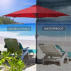 Sunoutife 10FT Patio Umbrella with Solar Lights, 40 LED Large Outdoor Table Umbrella with Tilt Adjustment and Crank for Market Garden Backyard & Pool
