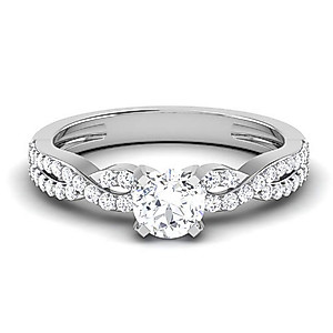 Aihpos Twisted Infinity Engagement Rings for Women Platinum Plated Silver, 1-1/4 Carat(ctw) Round Moissanite Anniversary Wedding Promise Rings (6)