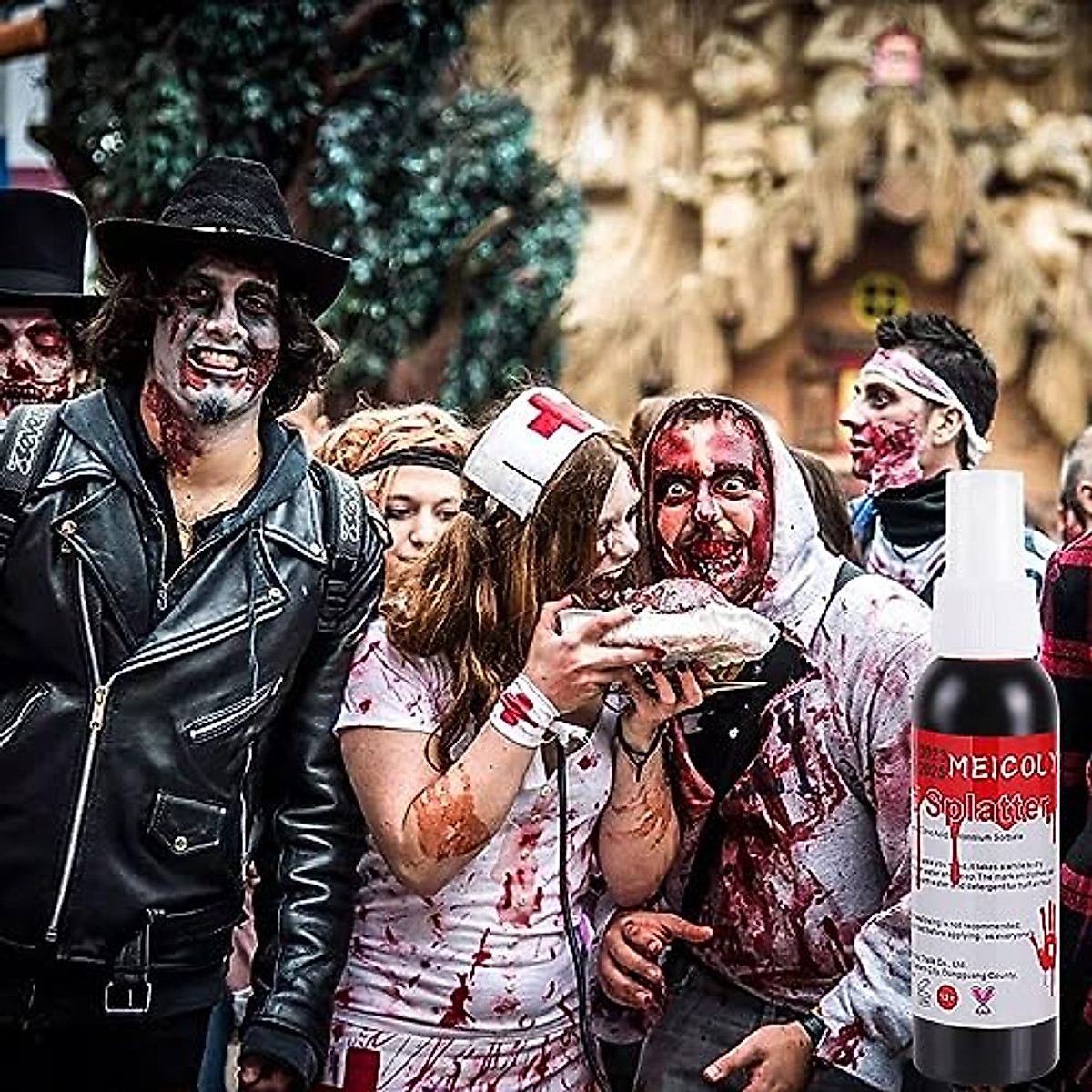 MEICOLY Blood Splatter, 2.1oz Fake Blood Spray, Halloween Liquid Blood for Clothes, Zombie Bride, Vampire and Monster SFX Scary Clown Makeup & Dress Up,Dark,1 Pack