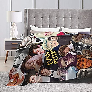 Evan Peters Collage Blanket Ultra-Soft Micro Fleece Blanket for Couch Bed Car Warm Throw Blanket Suitable for All Season