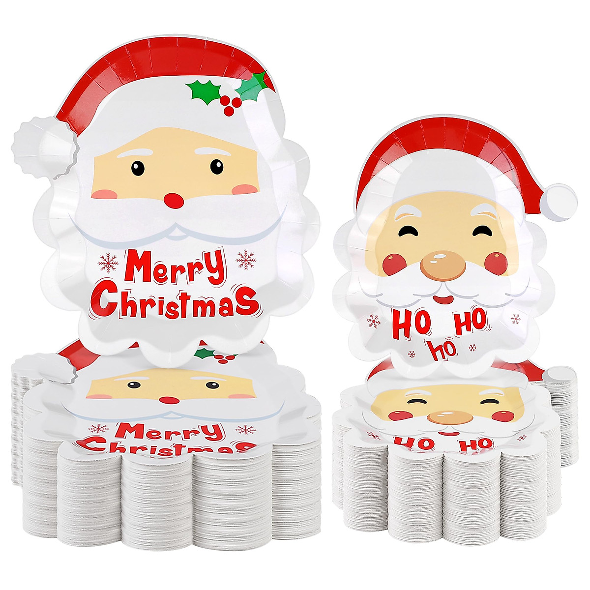 durony 100 Pack Santa Christmas Disposable Paper Plates 9 Inch Dinner Plates 7 Inch Dessert Plates Christmas Party Plates Merry Christmas Plates for Christmas Holiday Party Supplies, DY1144