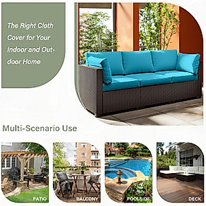 Pakunoda 8 pcs Outdoor Cushion Slipcovers Outdoor Patio Cushions Covers Replacement Waterproof with Zipper w/3 Seat Cushion Covers and 5 Backrest Pillow Covers, Covers Only