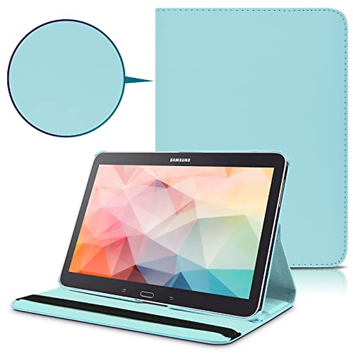 DETUOSI Rotating Case for Samsung Galaxy Tab 4 10.1" 2014 (SM-T530), 【Auto Sleep/Wake】 360 Degree Swivel Multi-Angle Stand Folio Leather Book Cover + Protective Hard Back Shell + Elastic Band Closure