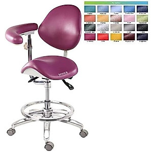 BoNew Dental Deluxe Mobile Saddle Chair PU Leather Assistant Doctor Stools Black