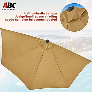 ABCCANOPY Patio Umbrella 11FT - Outdoor Half Umbrellas for Patio, Backyard, Garden, Deck (Khaki)