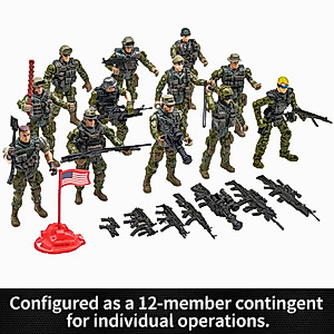 Army Men Action Figures Set, Include 12 Toy Soldiers with Digital Camo and Millitary Weapons-US Army Special Forces Group Toys for Kids Boys, Best Age 4-7 Year Old