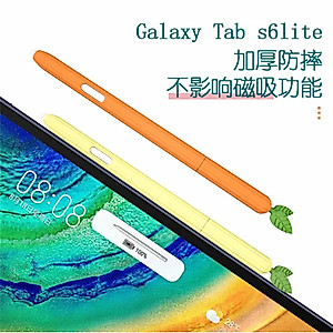 2 Pack Cute Cartoon Design Silicone Sleeve Case Compatible with Samsung Galaxy Tab S6 Lite S Pen, Protective Skin Cover case Non-Slip Smooth Grip Holder for S6 lite S Pen (S6 Lite(Purple+Pink))