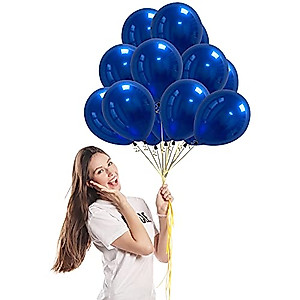 50 PCS Chrome Royal Blue Balloons 10 Inch Double-Layered Chrome Metallic Latex Balloons for Parties Decoration Wedding Supplies Graduation Decor Baby Shower Decorations (Chrome Royal Blue)