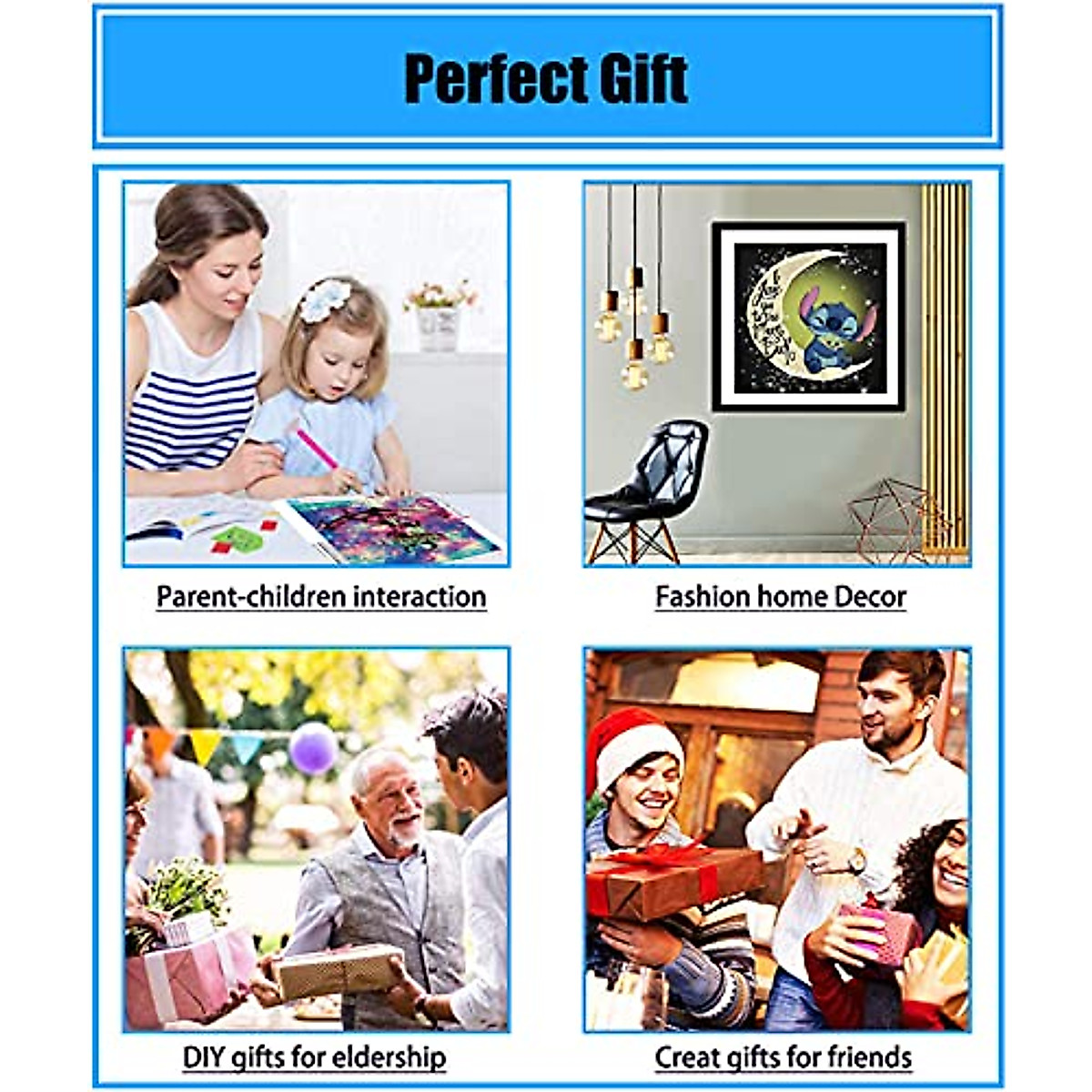 eniref 5D Diamond Painting Kits for Adults Kids,Diamond Painting Stitch Full Drill Gem Paint with Diamonds,Diamond Dots Arts Craft for Home Wall Decor 13.7x13.7Inch