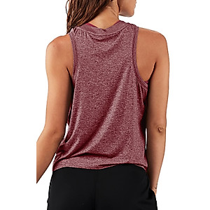LASLULU Womens Sleeveless Tank Tops Workout Yoga Tops Halter Neck Crop Tops Loose Athletic Sport Shirts Muscle Tank Casual Crop Tops for Teen Girls(Burgundy Medium)