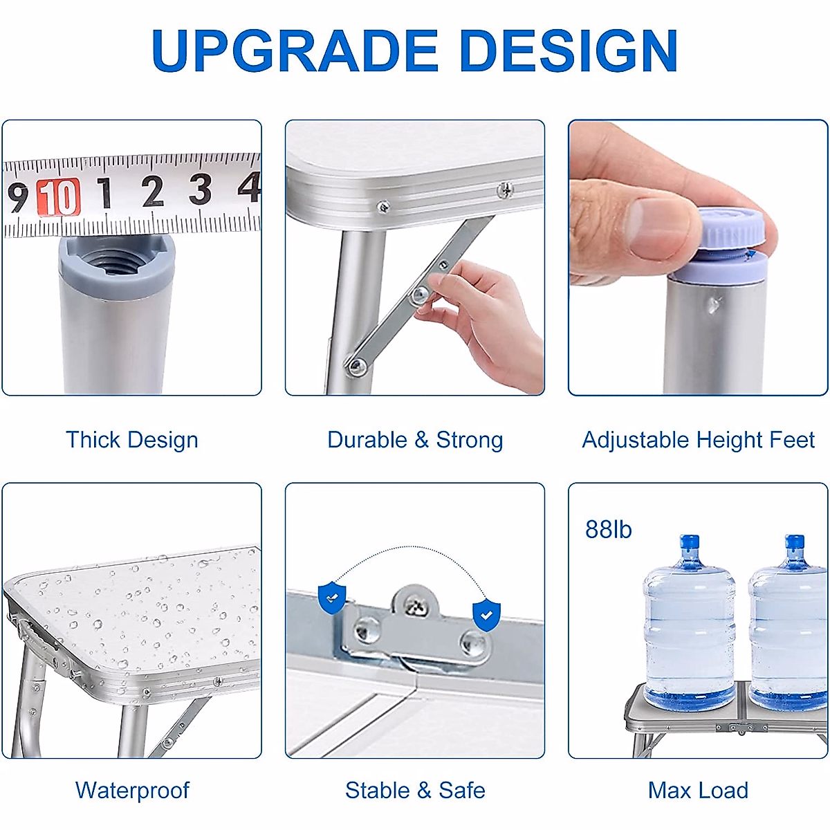 JooMoo Portable Folding Table Camping Table with Adjustable Heights, Outdoor Cooking Table Camping Necessities, Small Collapsible Dining Table for Indoor Outdoor Camp Beach Party BBQ