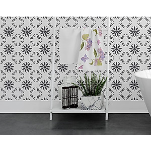 NEGLEX 16 Pack Tile Stencil Set (8X8 Inch), Mexican Stencil Pattern, Use As Floor Stencils Or Wall Stencils, Reusable Stencils for Painting Floor Furniture Canvas, DIY Mexican Talavera Home Décor