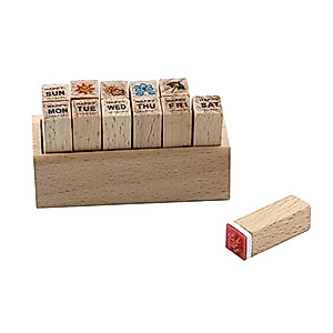 Crapyt 12 PCS Rubber Stamps for Crafting 0.39"×0.39"×1.22" Weather Stamps for Journals Wooden Stamps Rubber Stamps
