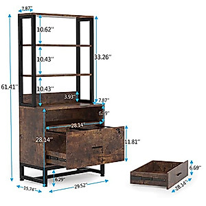 Tribesigns 2 Drawer Lateral File Cabinet with Lock, Letter Size Large Modern Filing Cabinet Printer Stand with Open Storage Shelves for Home Office, Dark Brown