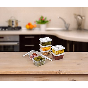 ZENVY 50 Pack Mini Reusable 2oz Containers | Includes 50 Plastic 2oz Food Containers and Lids | For Sauces, Dips, Crafts & More (White, Rectangle)