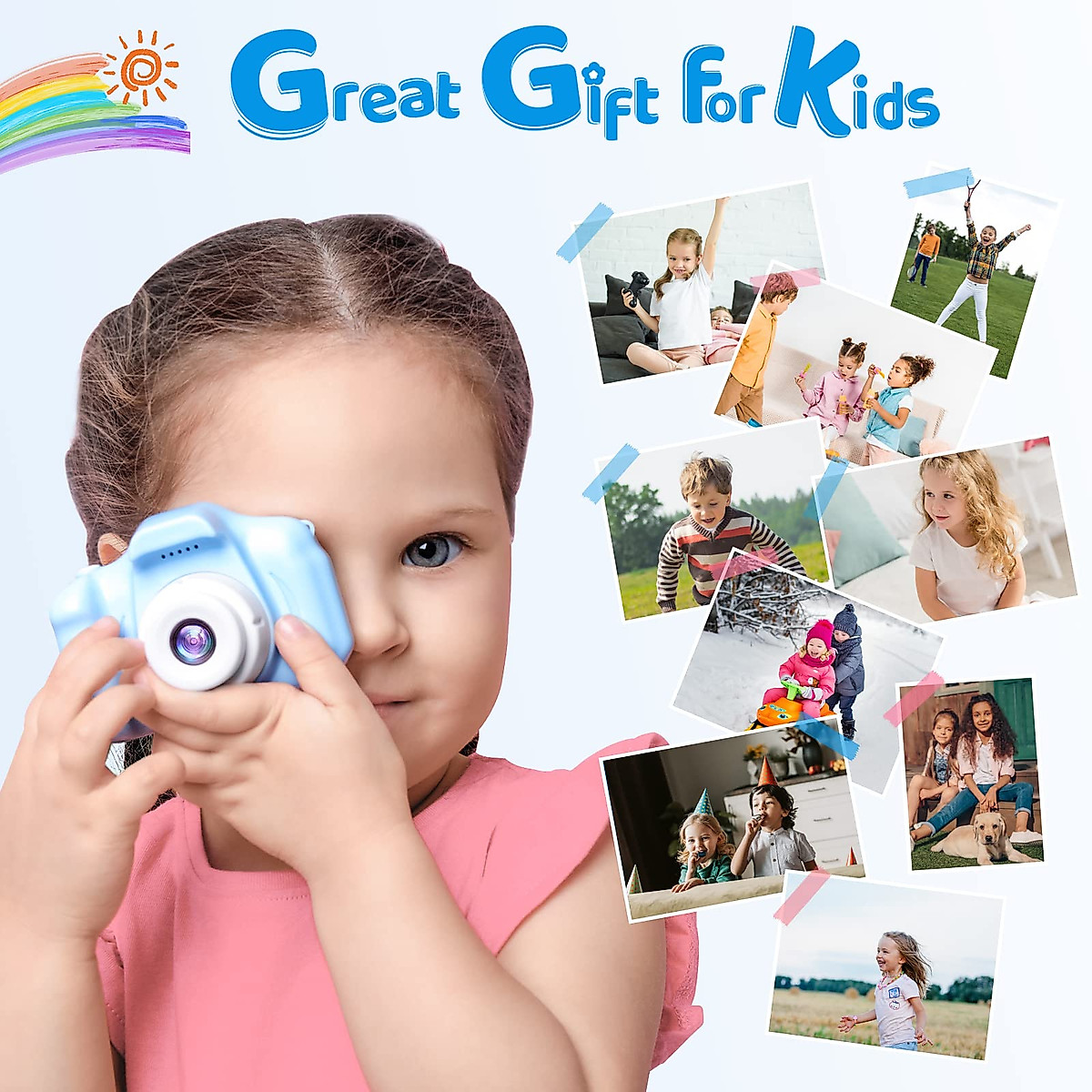 MAVREC Kids Digital Camera Toys for Boys Girls Age 3-9, 1080P HD Selfie Video Cameras for Toddler with 32GB SD Card, Best Easter Birthday Gifts for Boys Girls 3 4 5 6 7 8 9 Year Old Blue