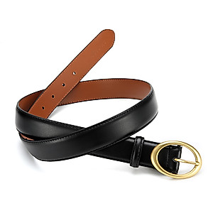 Womens Belt - CR Leather Belt Women Casual for Jeans Pants Dress - Belts with Gold Buckle for Women Fashion