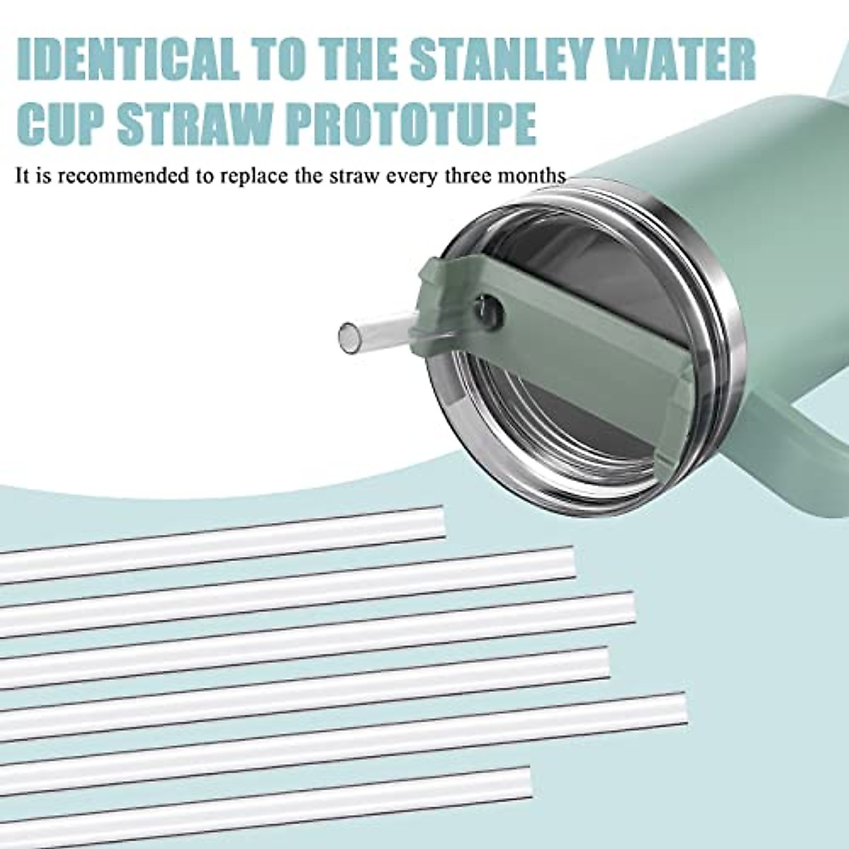 6 Pack Replacement Straws for Stanley Adventure Travel Tumbler, Individually Packaged Reusable Straws Plastic Straws with Cleaning Brush Compatible with Stanley Cup 40 oz, Long Straws for Stanley Cup
