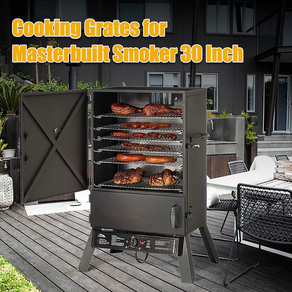 Hisencn Cooking Grate for Masterbuilt Smoker 30 Inch, 4 PCS 13.3" x 13.6" Smoking Racks for Masterbuilt Propane Smoker 20051311, MB20052318, Masterbuilt Pro Smoker MB26050412 with Cooking Rack Support