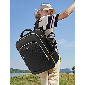 LOVEVOOK Large Travel Laptop Backpack for Women, 40L Carry On Backpack Flight Approved,Waterproof Suitcase Backpacks with 3 Packing Cubes, Daypack Business College Weekender Overnight Back Pack, Black