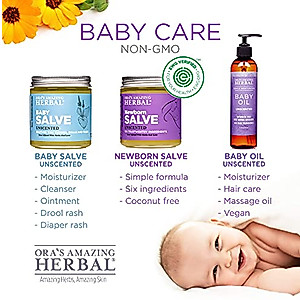 Newborn Salve, Baby Calendula Cream, Baby Acne Treatment, EWG Verified Baby Eczema Cream, Cradle Cap Treatment, Diaper Ointment, Natural Baby Care with Organic Calendula, Ora's Amazing Herbal