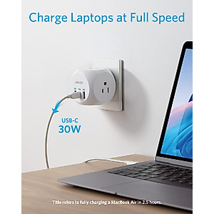 Anker Electrical Outlet Extender with 30W USB C Charger, Multi Plug Outlet with 3 USB Ports and 3-Outlet Extender,Power Delivery High-Speed Charging for iPhone 14/13/13 Pro, Cruise Ship, Home, Office